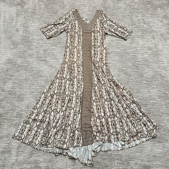 Reba | Dresses | Reba Dress Womens Medium Brown Snakeskin Rhinestone ...